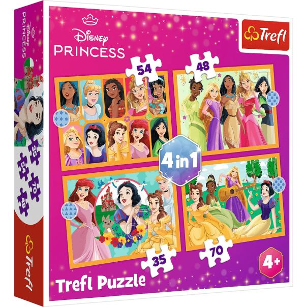 TREFL Puzzle 4u1 Fairytale Stories 34651 - 54, 48, 35, 70 delova