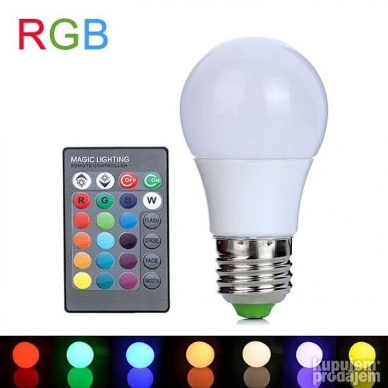 RGB Led Sijalica E27 Sa Daljinskim Upravljačem