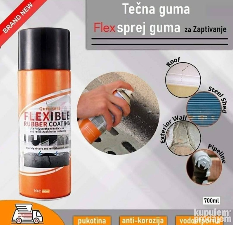 Flexi sprej-tecna guma/crni/beli/sivi/2kom 1000din