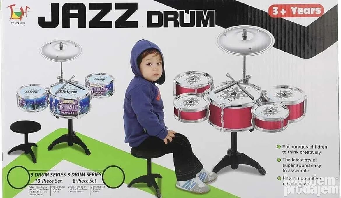 NOVO! Bubnjevi dečiji set od 3 kom-deciji bubnjevi JAzz drum set