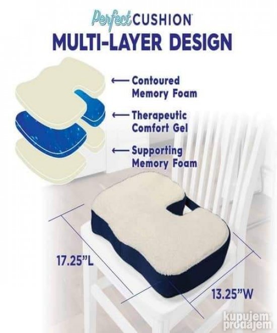NOVO! Jastuk za sedenje od memorijske pene, sediste gel