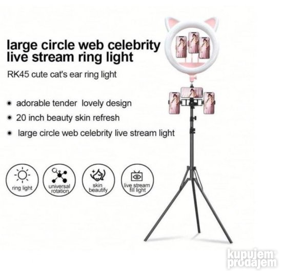 NOVO! Led Ring svetlo za sminkanje i slikanje 50 cm cat ear