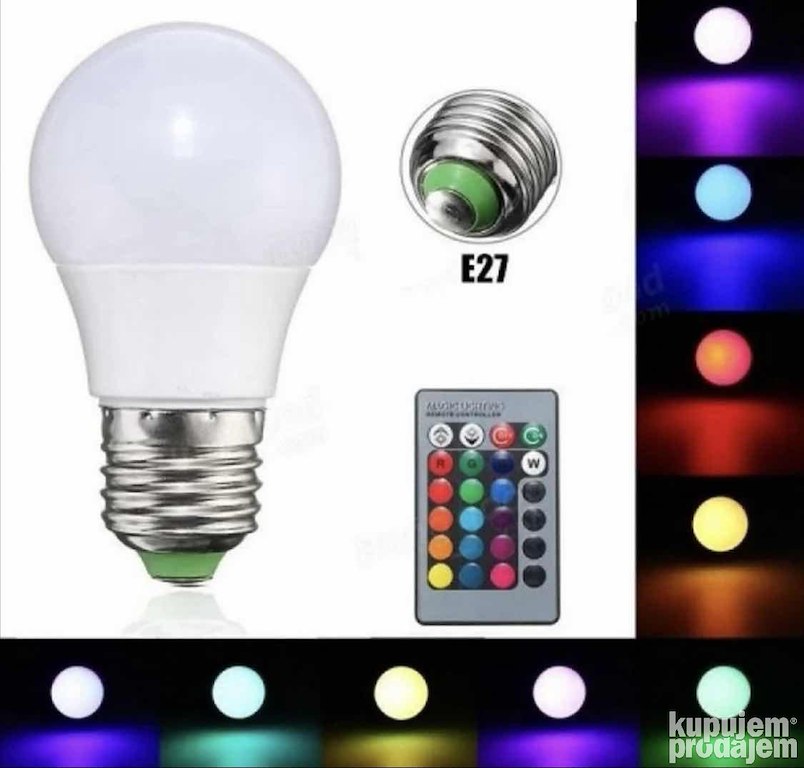 NOVO! led sijalica rgb – sijalica na daljinski RGB 16 boja 15w