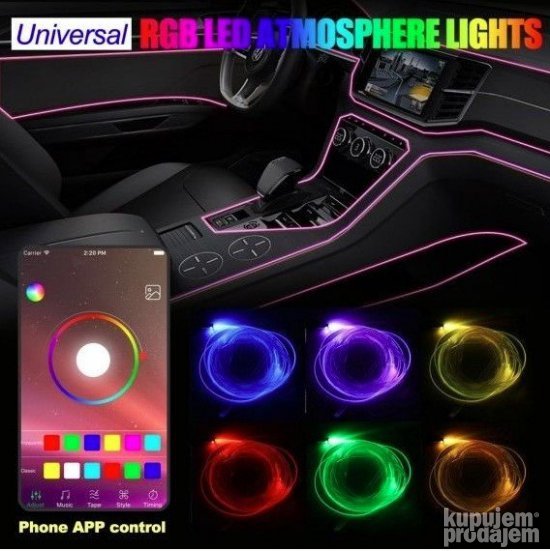 NOVO! RGB LED Niti Ambijentalno osvetljenje za auto enterijer
