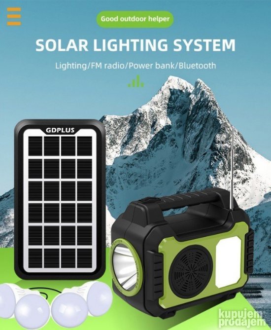 NOVO! Solarni sistem lampa zvucnik Blutut fM Powerbank / panel
