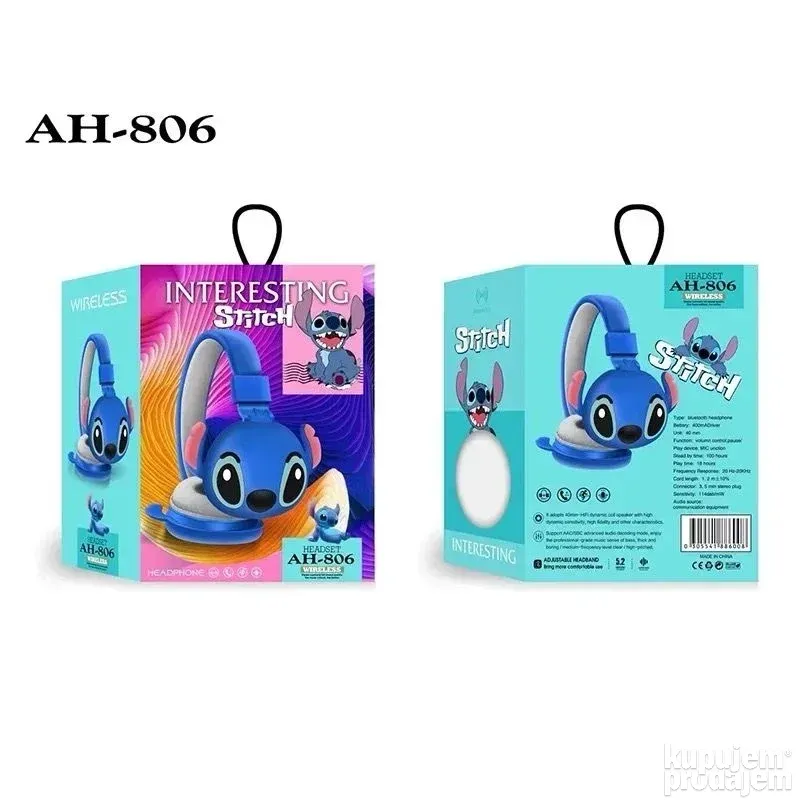 NOVO! Stitch Bluetooth slušalice roze boje i plave – novo