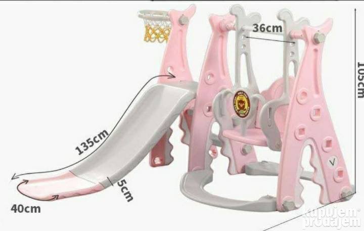 NOVO! Tobogan – ljuljaška – koš / 3 u 1 veliki set za decu