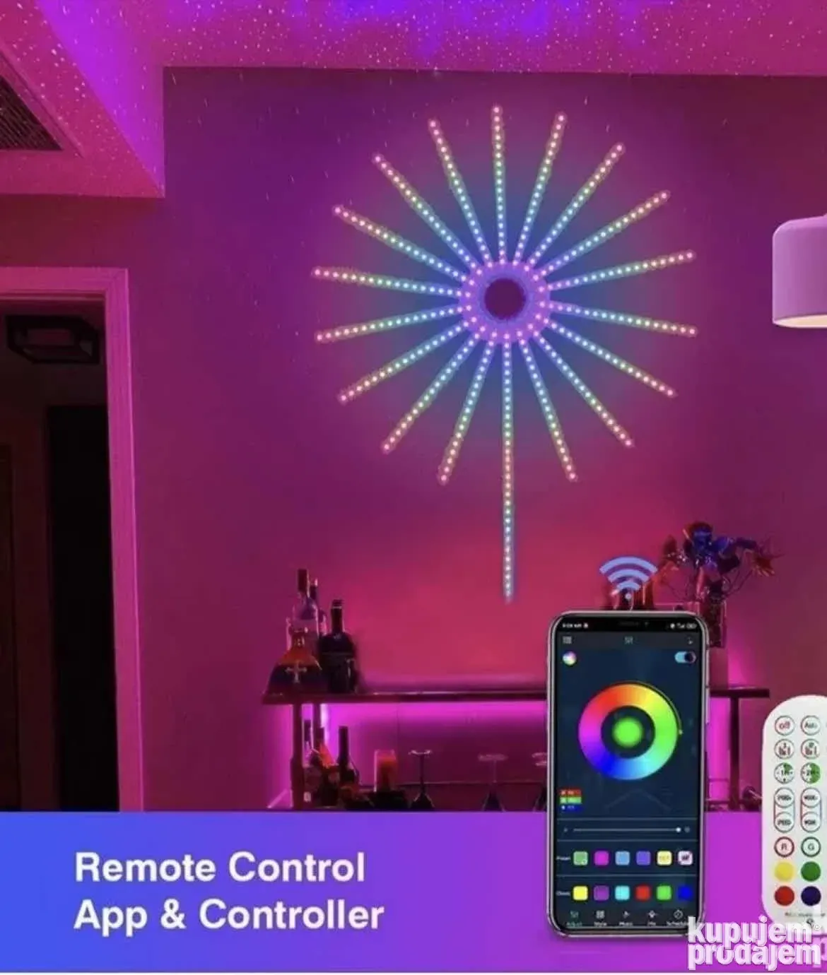 NOVO! vatromet samolepljivi led rgb na aplikaciju i daljinski