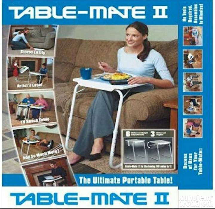 NOVO! Višenamenski podesivi prenosivi sto – Table mate 2 – stočić