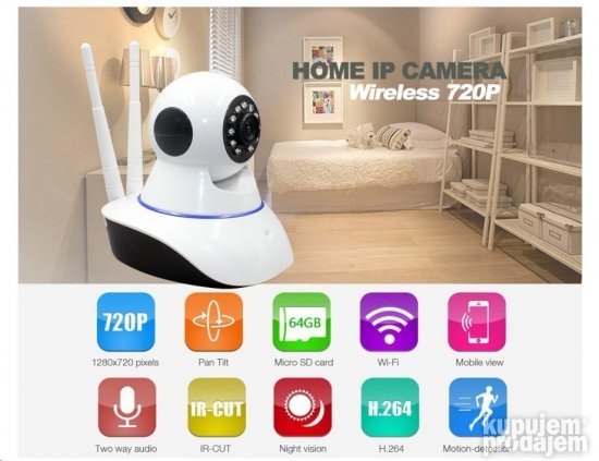 NOVO! WIFI rotirajuca audio KAMERA Hd 720p SD slot