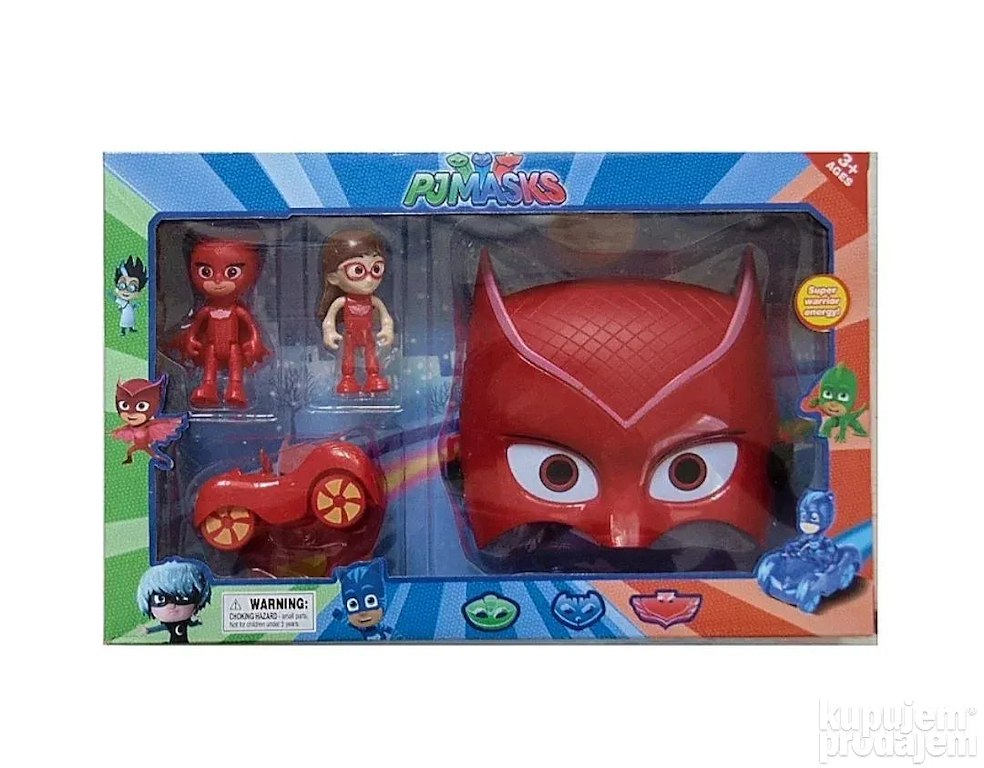 Owlette PJ masks 2u1 set sa vozilom i maskom