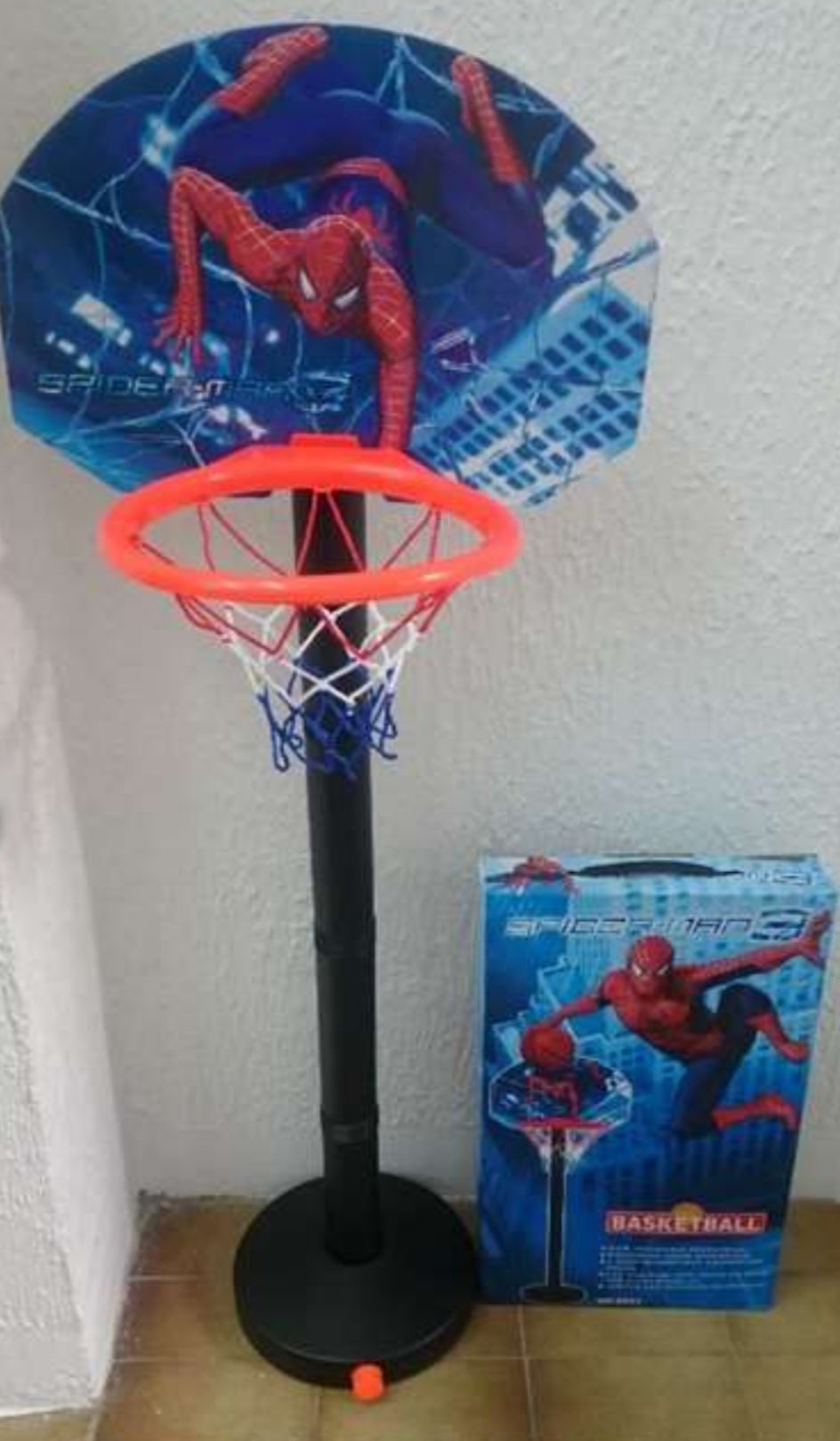 Spiderman koš na postolju + lopta