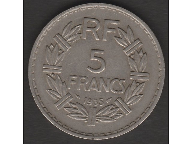 5 Francs, Franaka - 1935 - Francuska