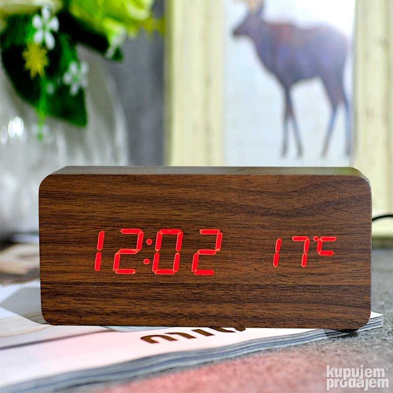 Wooden clock – Digitalni stoni sat (boja drveta)