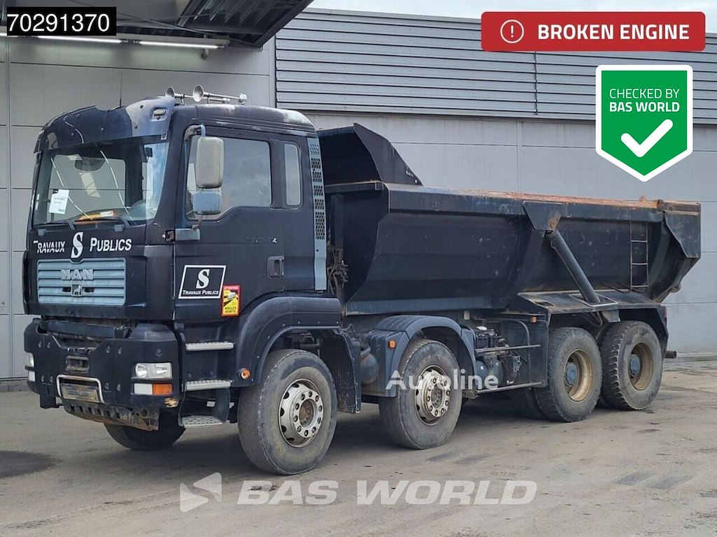 MAN TGA 35.480 8X4 BROKEN ENGINE! 16m3 tipper Steel suspension Manua kiper