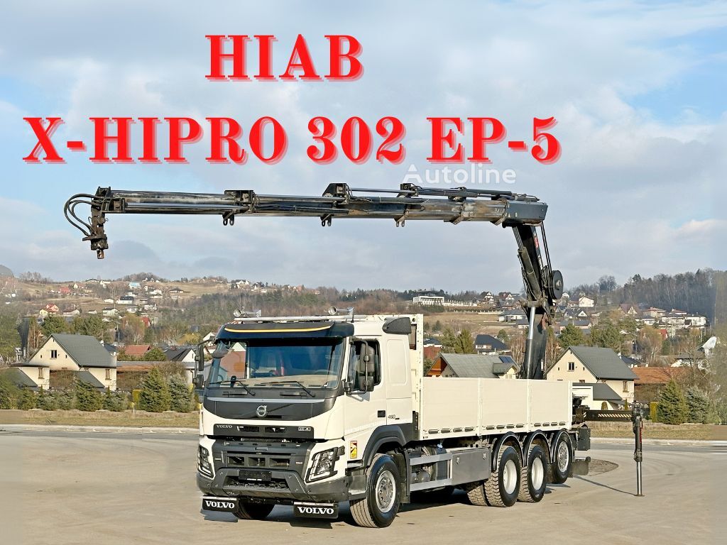 Volvo FMX 460 HIAB X - HIPRO 302 EP - 5 + FUNK/ 8x4 kamion s ravnom platformom