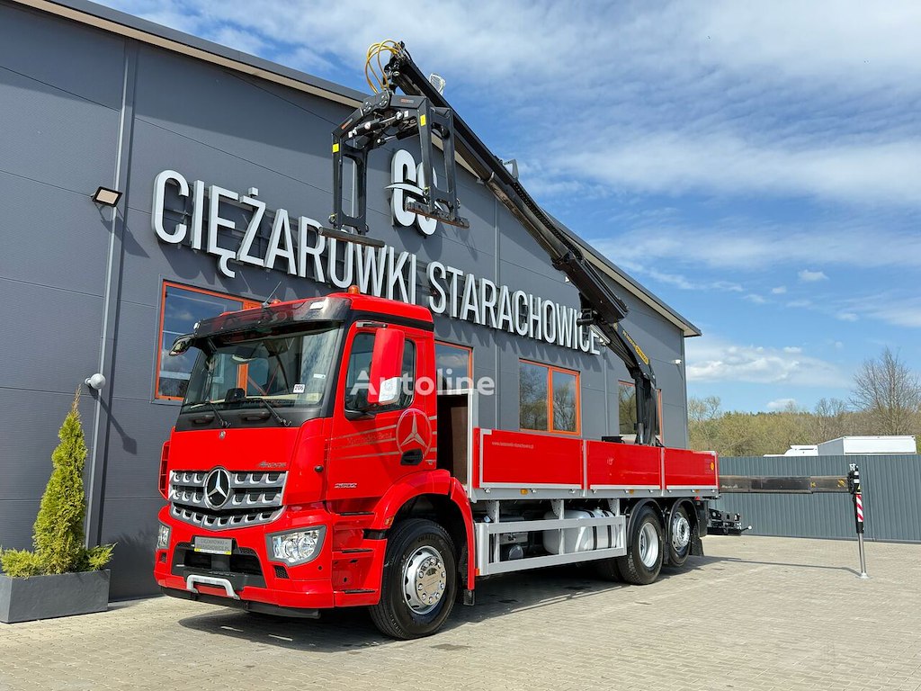 Mercedes-Benz Arocs Actros 2532 / E6 / 6x2 / skrzynia + żuraw Palfinger / budo kamion s ravnom platformom