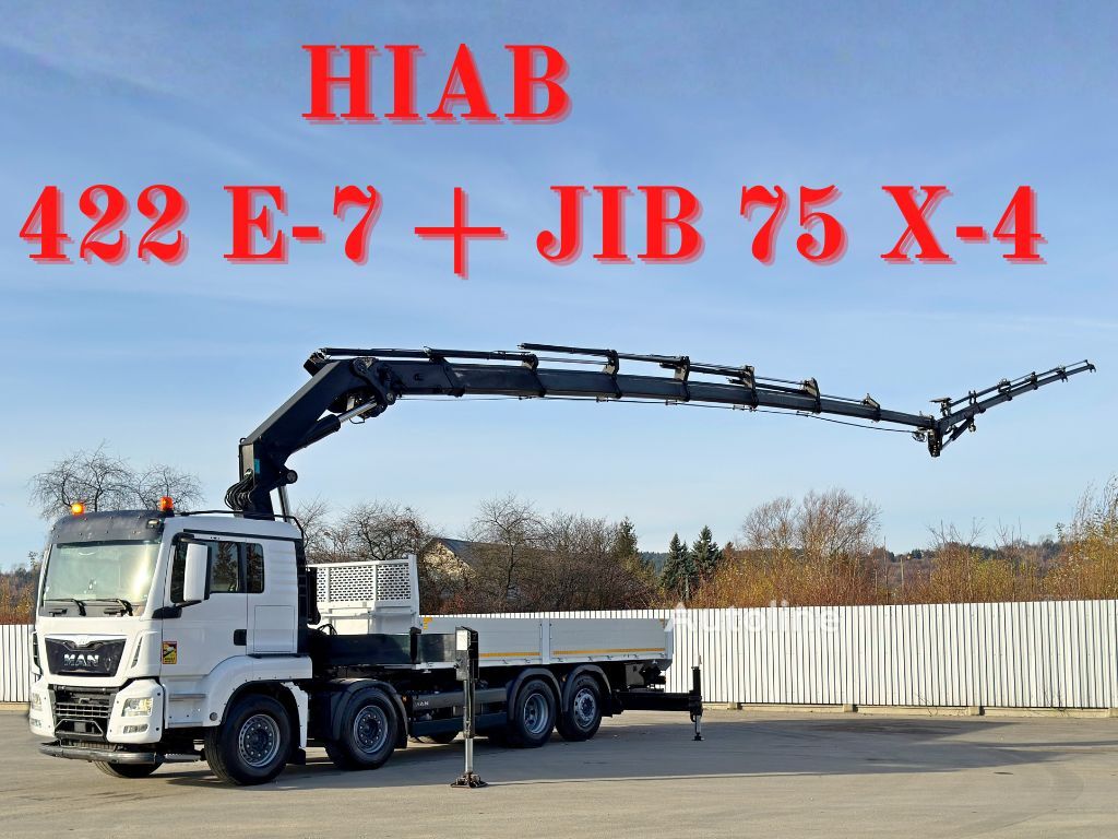 MAN TGS 35.440* HIAB 422 E-7 + JIB 75 X-4 + FUNK kamion s ravnom platformom