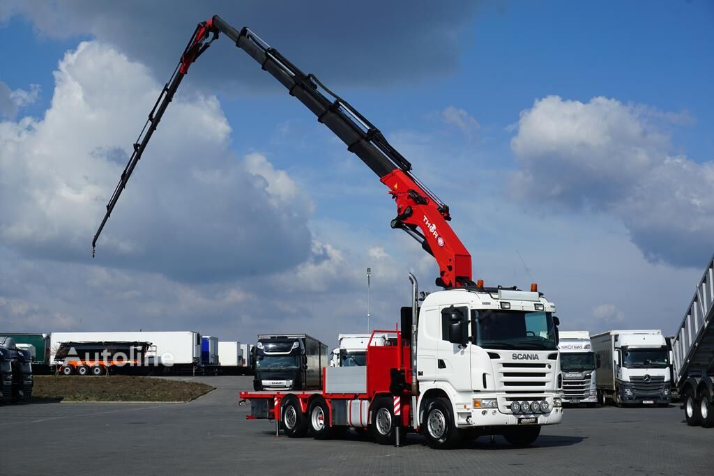Scania G 480 / 8 X 2 / SKRZYNIOWY + HDS / HMF THOR - O K6 + JIB FJ 2000 kamion s ravnom platformom
