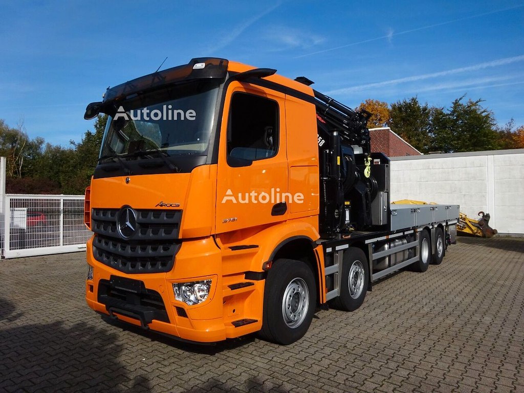 Novi Mercedes-Benz Arocs 3751 - Flatbed+crane kamion s ravnom platformom