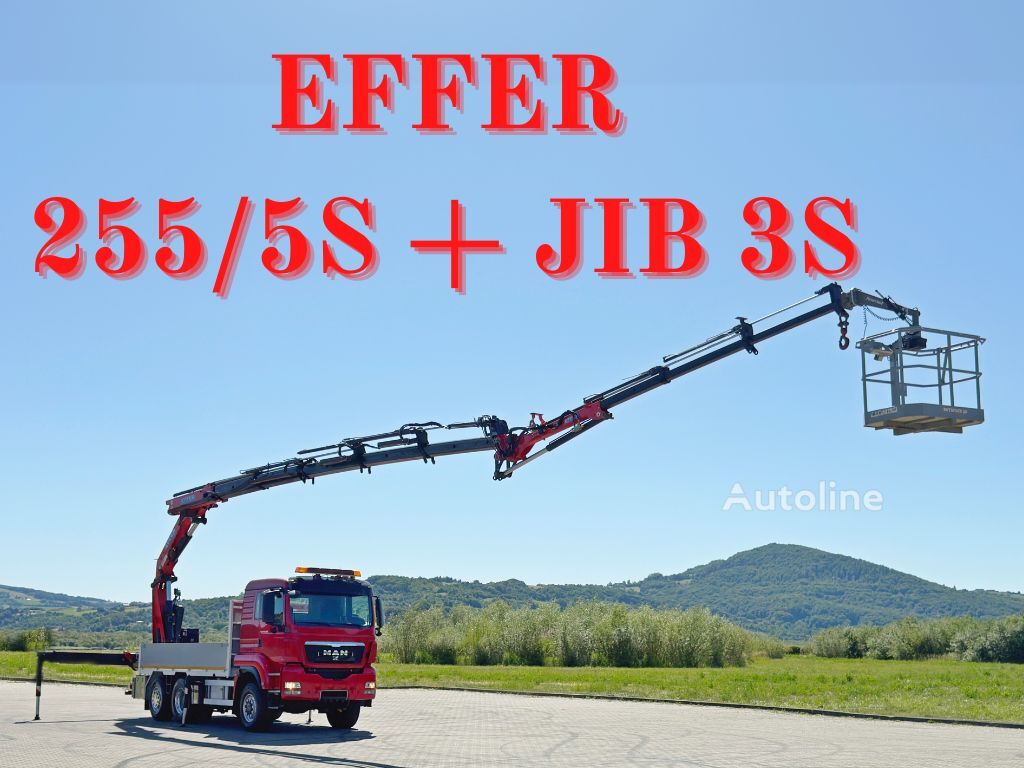 MAN TGS 28.480 * EFFER 255/5S + JIB 3S + FUNK * 6x4 * TOP kamion s ravnom platformom