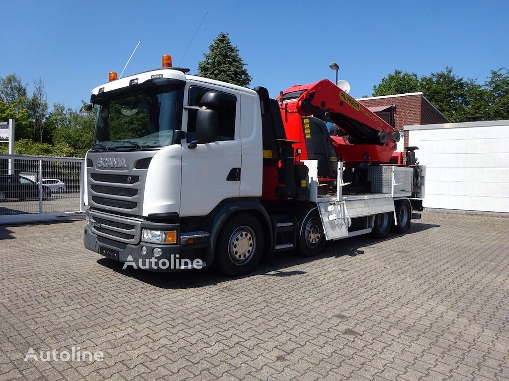 Scania G410 - Flatbed+crane kamion s ravnom platformom