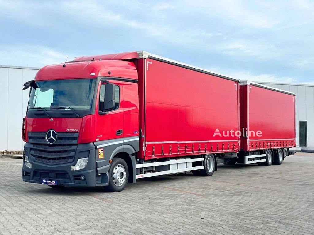 Mercedes-Benz ACTROS 1840 / ZESTAW TANDEM 120 M3 / 7,75 M + 7,75 M / SALON PL kamion sa klizna zavesa cerada + prikolica sa kliznom ceradom
