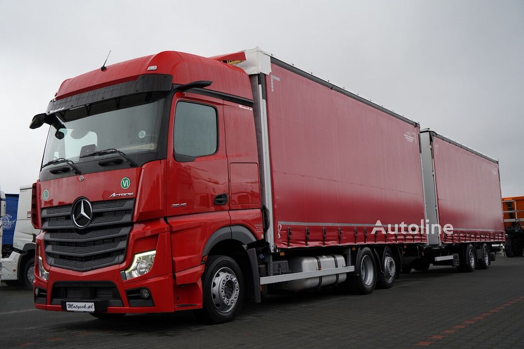 Mercedes-Benz ACTROS 2545 / ZESTAW TANDEM 120 M3 / PRZEJAZDOWY / 6x2  / BIG SP kamion sa klizna zavesa cerada + prikolica sa kliznom ceradom