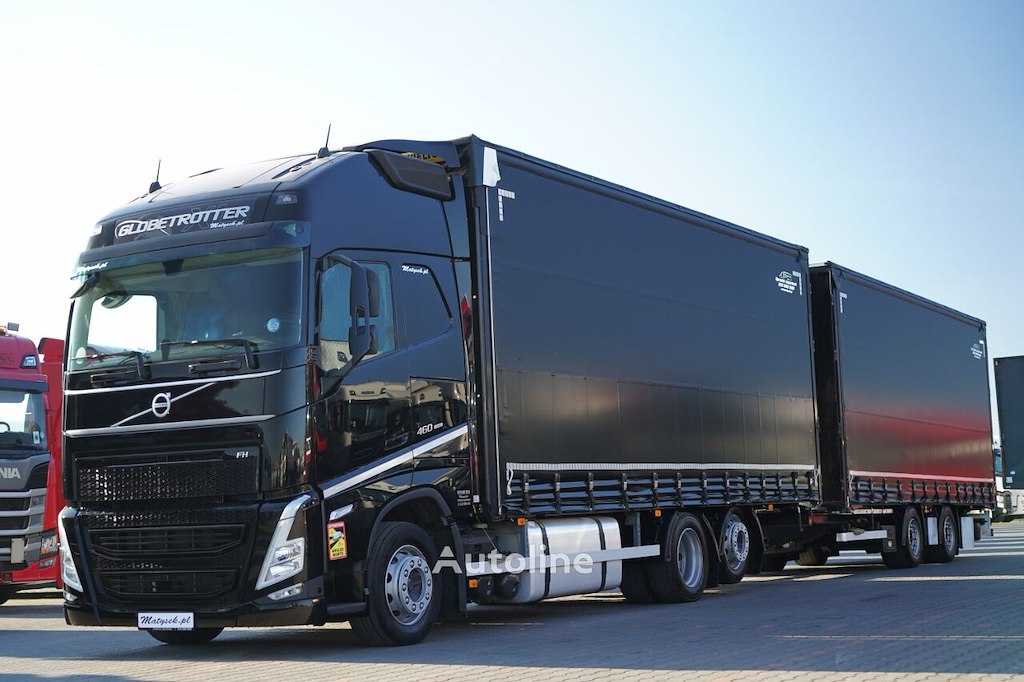 Volvo FH 460 / ZESTAW TANDEM / 120 M3 / PRZEJAZDOWY / I-SAVE / I-PARK kamion sa klizna zavesa cerada + prikolica sa kliznom ceradom