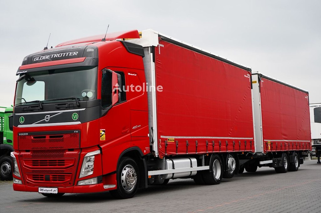 Volvo FH 460 / ZESTAW TANDEM 120 M3 / PRZEJAZDOWY / I-PARK COOL / WIEL kamion sa klizna zavesa cerada + prikolica sa kliznom ceradom