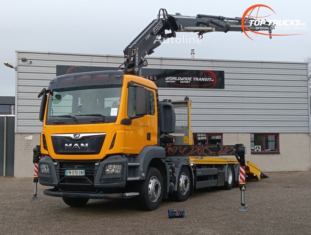 MAN TGS 35.420 8x2 - Fassi 29TM Kraan, Machine transporter, Oprijwag kamion platforma