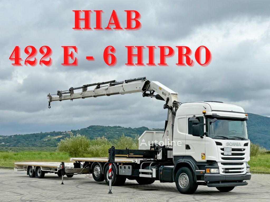 Scania R440 * HIAB 422 E-6 HIPRO + FUNK + Anhänger! 6x4 kamion platforma + prikolica platforma