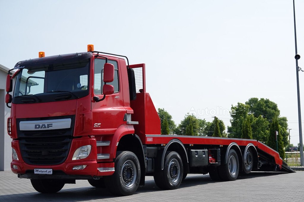 DAF CF 460 / 8x2/  LAWETA / PLATFORMA / NAJAZDY HYDRAULICZNE / WYCIĄ šlep auto
