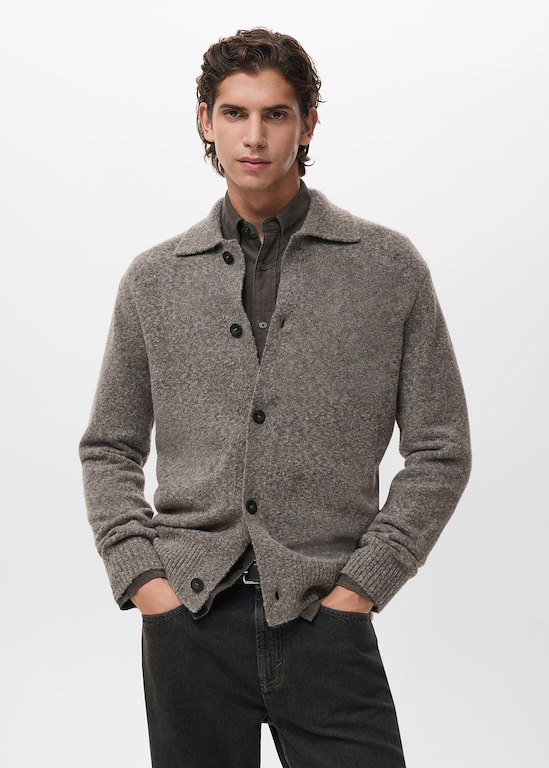 KNITTED WOOL BLEND CARDIGAN