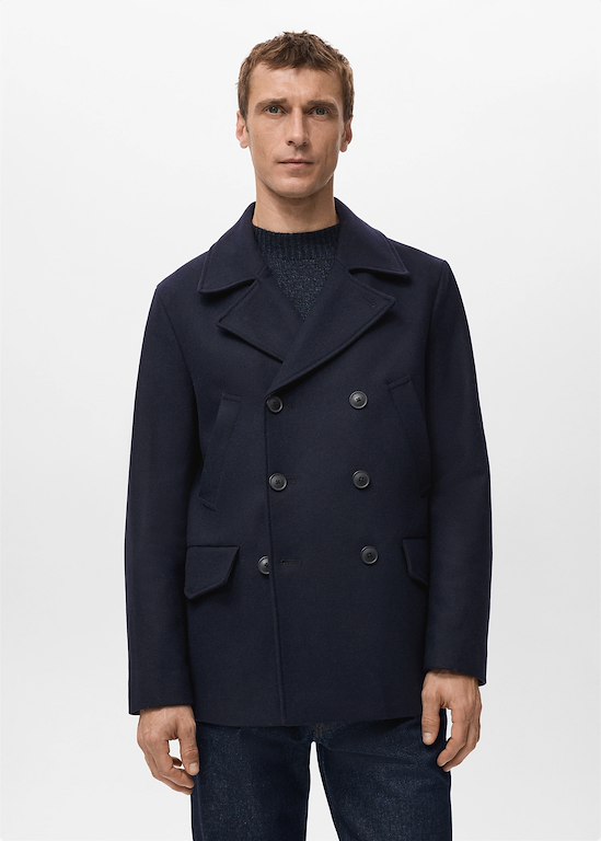 SHORT DOUBLE-BREASTED WOOL COAT