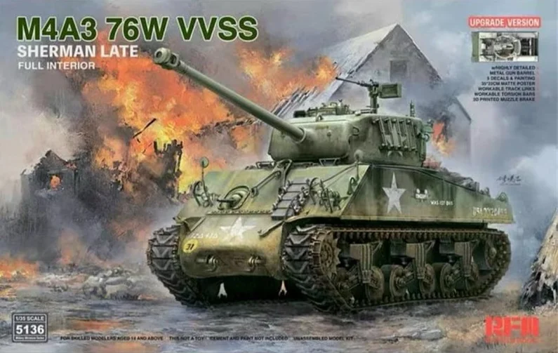 RYEFIELD MODEL 1/35 M4A3 Sherman 76W VVSS Late w/Interior (Upgrade Version)