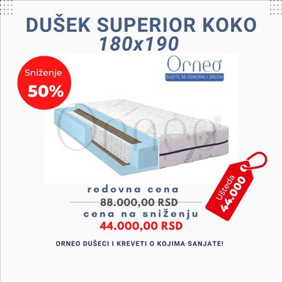 Dušek Superior koko 180x190 50% Popust