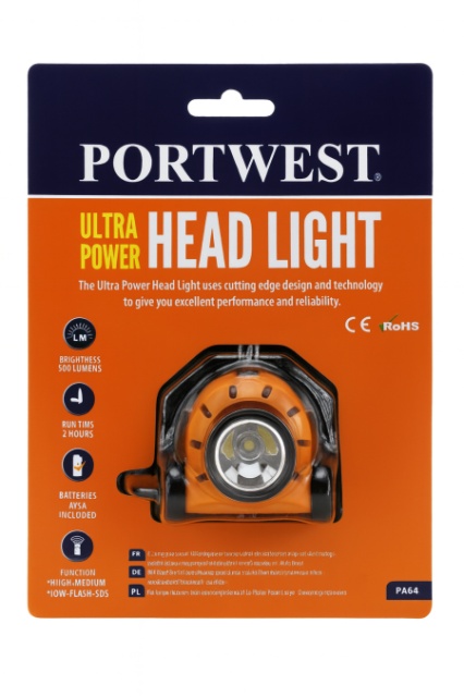 Portwest Naglavna lampa ultra power pa64 žuta/crna ( 54730 )