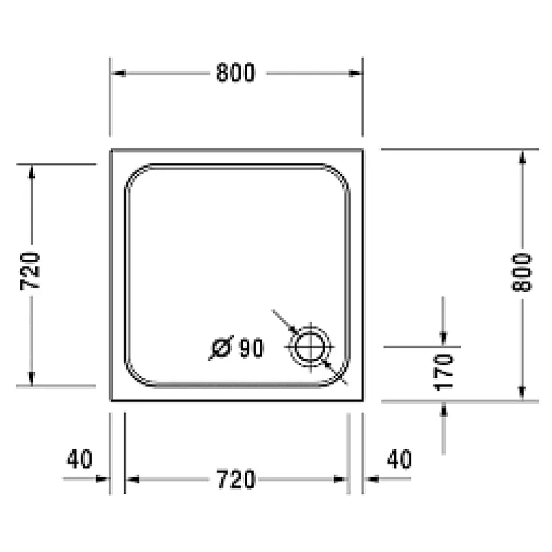 D-Code tuš kada 800x800 mm Duravit