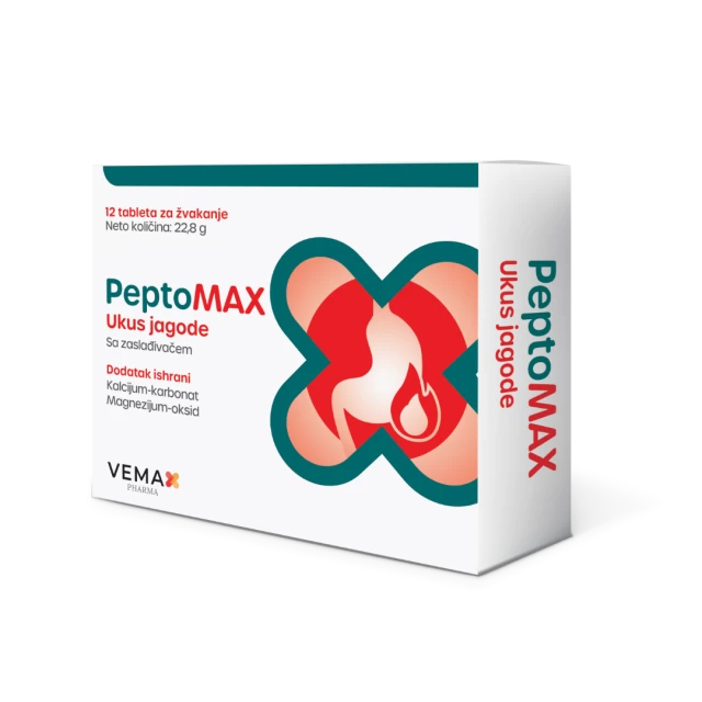 PEPTOMAX UKUS JAGODE 12 TABLETA