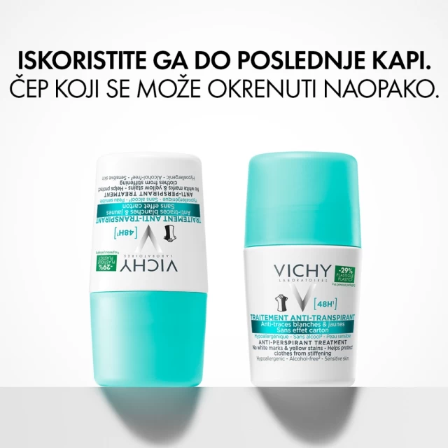 VICHY DEODORANT ROLL-ON DEZODORANS PROTIV BELIH TRAGOVA I ŽUTIH FLEKA