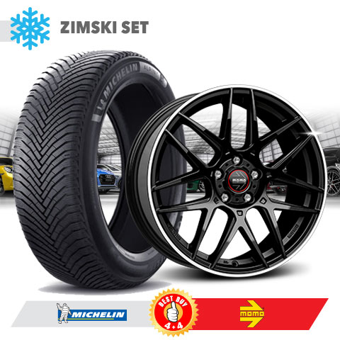215/55 R17 SET Z MICHELIN + MOMO COM BLK POL 5/112
