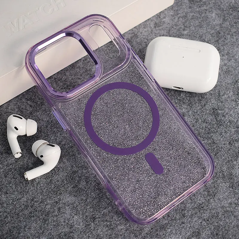 Maska za iPhone 17 Pro Max Mag Case Glitter ljubičasta