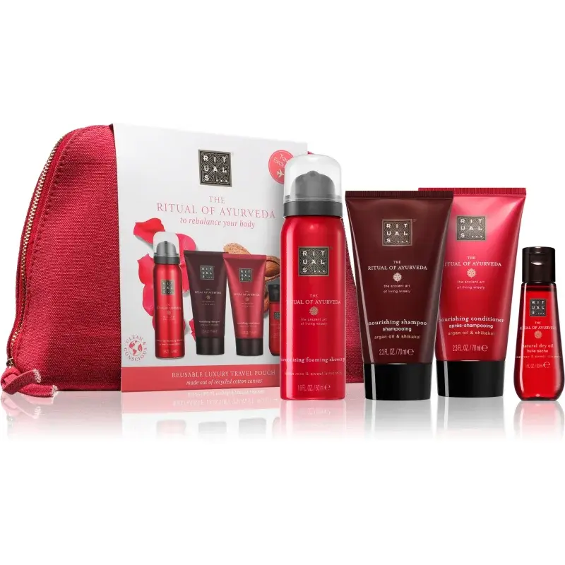 Rituals The Ritual of Ayurveda 4-delni neseser set – gel, šampon, balzam, ulje