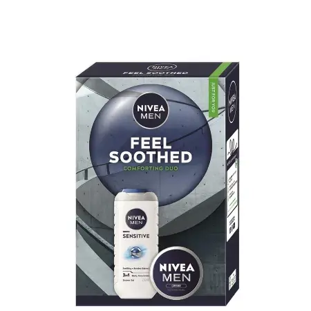 Nivea Muški kozmetički set Feel soothed, Gel za tuširanje 250ml + men krema univerzalna 75ml