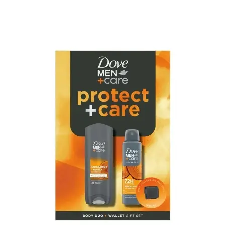 Dove Muški kozmetički set Sandalwood protect&care, Dezodorans 150ml + gel 250ml + novčanik