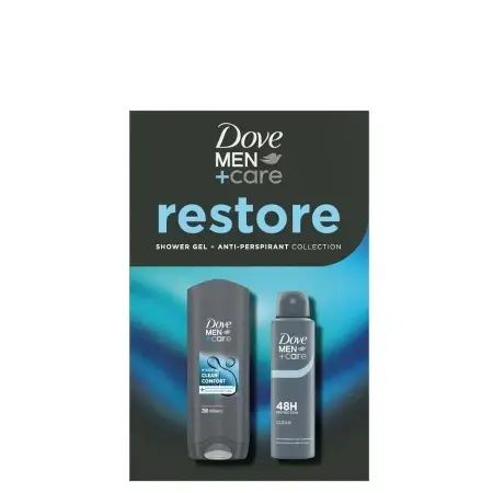 Dove Muški kozmetički set Restore clean gentle, Dezodorans 150ml + gel 250ml