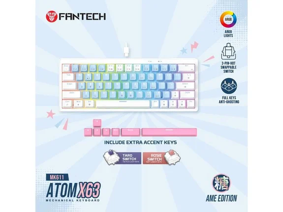 Fantech Mehanička tastatura Gaming MK611 Atom x63 AME (taro switch)