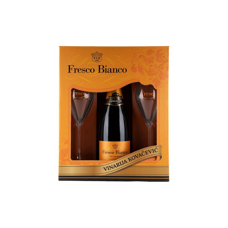Vino Fresco Bianco 0,75L + 2 Čaše Gift Kovačević