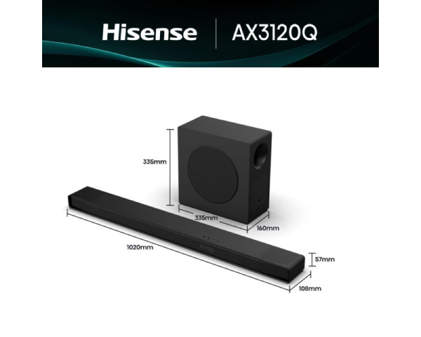 HISENSE AX3120Q Dolby Atmos soundbar sa bežičnim subwooferom crni (ZVU03551)